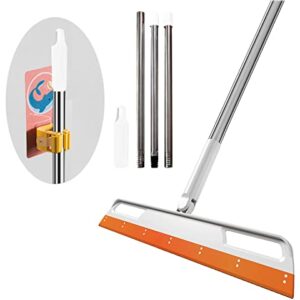 Multifunction Magic Broom,4 in1 Adjustable Indoor Broom Sweeper, Silicone Broom Sweeping Pet Hair Non-Stick Squeegee Broom Sweeper Broom,Kitchen Bathroom Easily Wash and Dry One Piece White and Hooks