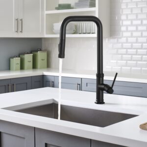 Black Kitchen Faucets Matte Black Kitchen Faucet with Pull Down Sprayer Modern Single Handle Kitchen Sink Faucets for 1 or 3 Hole