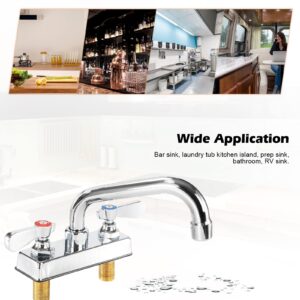 Commercial Bar Sink Faucet 4 Inch Center Deck Mount Bar Sink Faucet 2 Hole Brass Constructed & Chrome Polished with 8" Swivel Spout & Dual Lever Handles