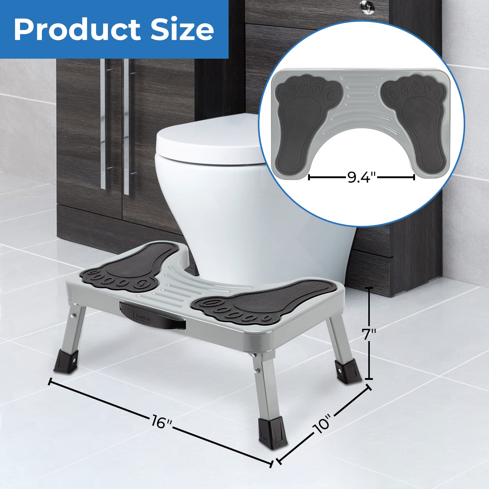 TreeLen Toilet Stool, 7 Inches Metal Poop Stool for Bathroom, Collapsible Potty Stool for Adults and Kids