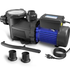 aquastrong 2 hp in/above ground dual speed pool pump, 115v, 5186 gph, high flow, powerful self priming swimming pool pump with filter basket for swimming pool