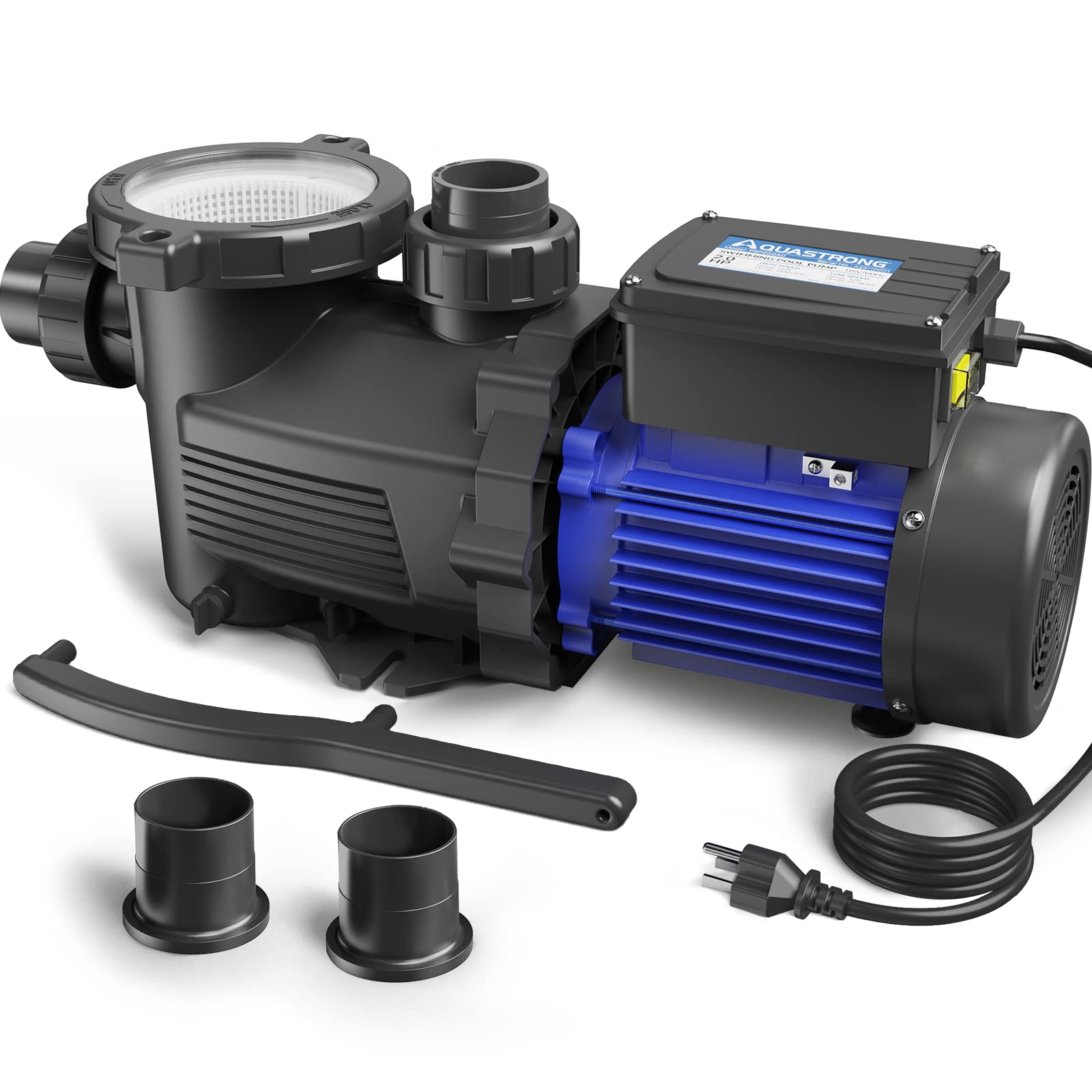 AQUASTRONG 2 HP In/Above Ground Dual Speed Pool Pump, 115V, 5186 GPH, High Flow, Powerful Self Priming Swimming Pool Pump with Filter Basket for Swimming Pool