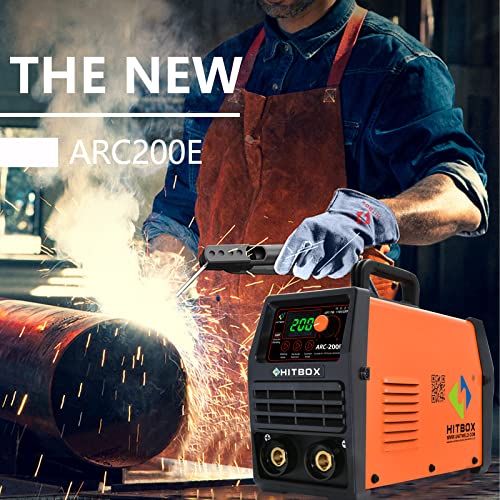 HITBOX 200Amp MIG Welder, 110/220V Dual Voltage Mig/Lift Tig 2 In 1 Welding Machine Portable Stick Welder Machine LCD Digital Display