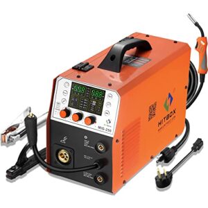 hitbox mig welder machine,200amp 5 in 1 gas mig/gasless flux core mig/stick/lift tig/spot welding/aluminum multi process welding machine with led digital display