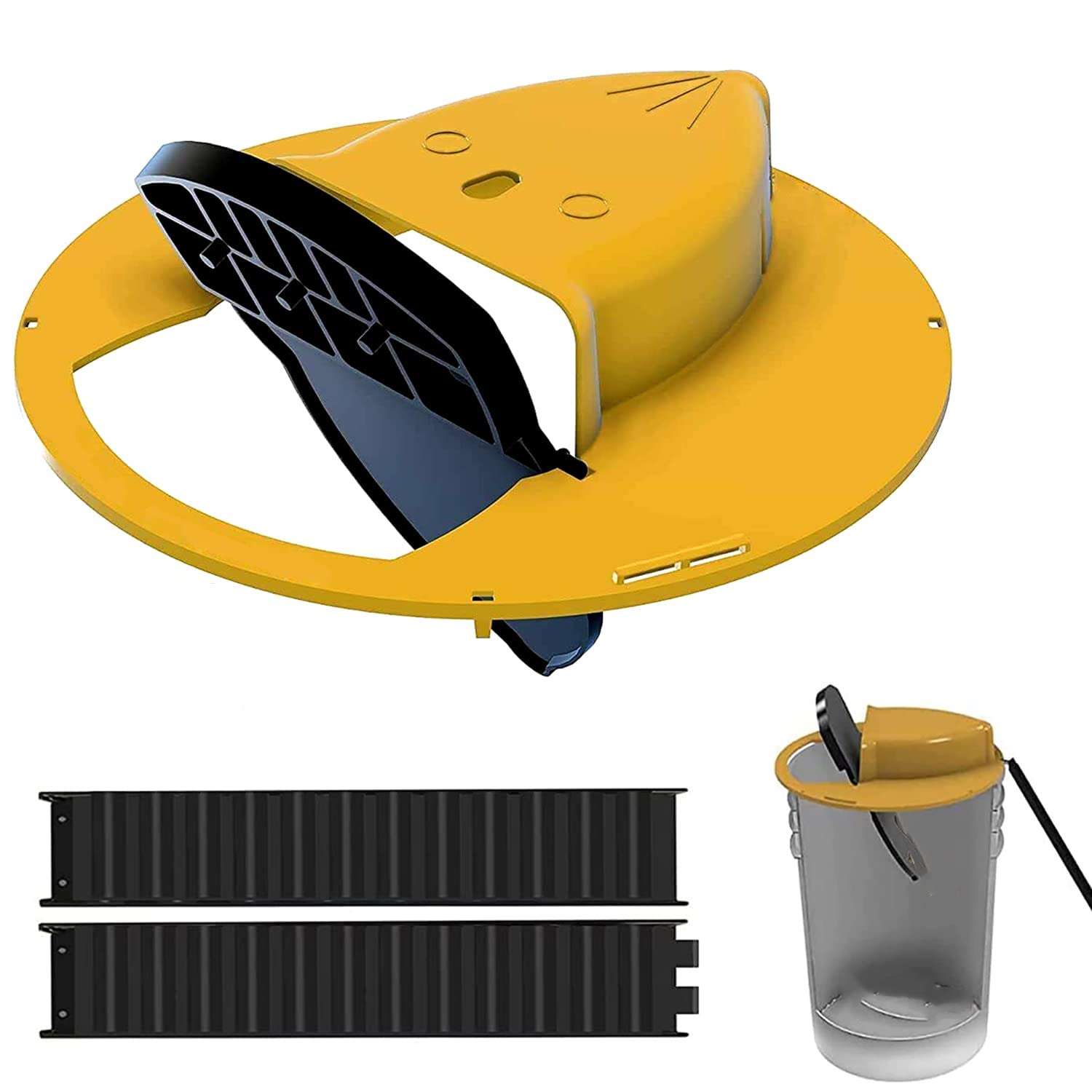 Mouse Rat Trap Bucket Turnover and Slide Barrel Bucket Lid Mouse Rat Trap for Indoor Outdoor Mouse Rat Traps Compatible 5 Gallon Bucket（Without Barrel） (Yellow Mouse Trap 1pc)