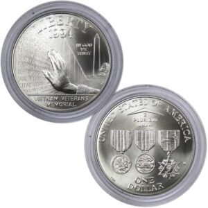 vietnam veterans memorial commemorative 1994 w bu uncirculated 90% silver $1