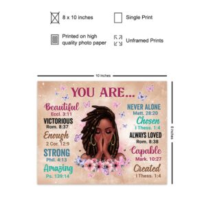 African American Wall Art - Christian Gifts for Women, African Americans, Black women - Inspiration Black Art - spiritual Scripture Christian Wall Decor- Black Girl Magic Poster - Bible Verse Wall Art