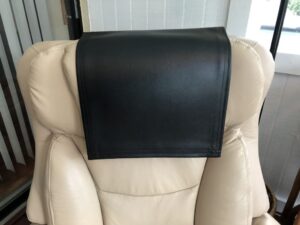 furniture headrest cover for recliner (chairs) to protect from damage, marine vinyl black color, size 14 x 30in for office, boss, dad, gift