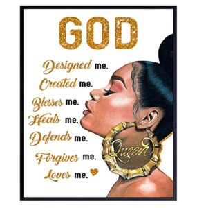 african american art - black art - spiritual religious wall decor - black women - inspiration christian gifts for women, african americans black girl - christian wall decor- faith god wall art & decor