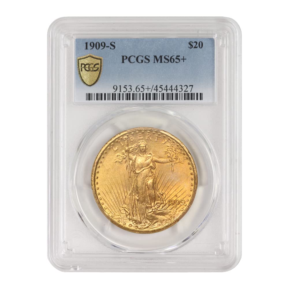 1909 S American Gold Saint Gaudens Double Eagle MS-65+ by Mint State Gold $20 PCGS MS65+