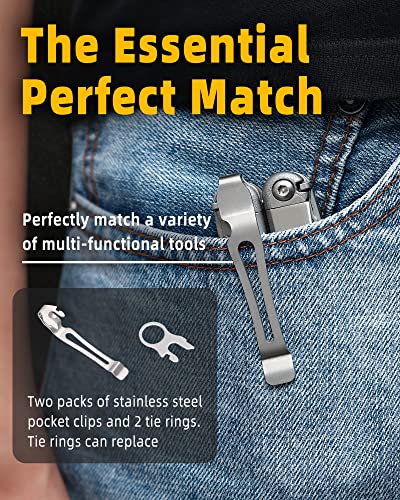 Quick-Release Pocket Clip, Multi-Tool Pocket Clip for Leatherman Wave with Lanyard Ring, Stainless Steel Leatherman Surge Accessories for Charge AL, Charge ALX, Charge Ti and Charge TTii(2 Pack)