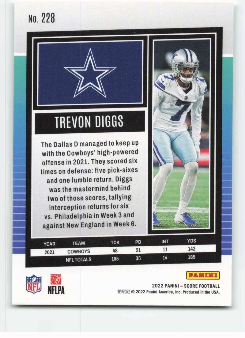 2022 Score #228 Trevon Diggs NM-MT Dallas Cowboys Football NFL