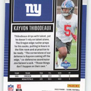 2022 Score #308 Kayvon Thibodeaux NM-MT RC Rookie New York Giants Football NFL