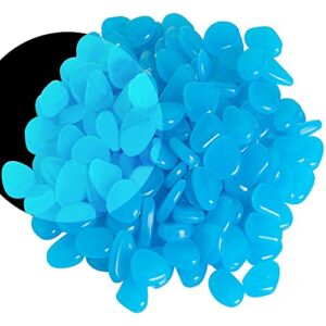 osopola 150 pcs luminous stones - blue glow rocks decorations diy decorative pebbles for aquarium fish tank sidewalk garden path patio terrace lawn yard ornaments blueness cobbles decor fd05bl150