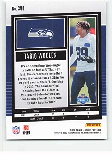 2022 Score #390 Tariq Woolen NM-MT RC Rookie Seattle Seahawks Football NFL