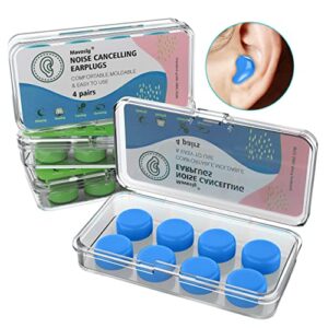 mavoslg ear plugs for sleeping swimming, 32 reusable silicone moldable noise cancelling earplugs for shooting range, swimmers, snoring, concerts, airplanes, travel, work, studying,32 pillows