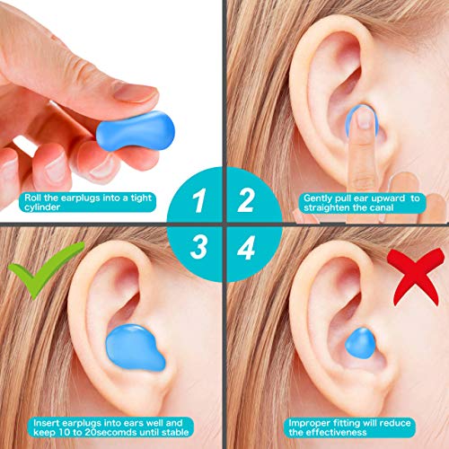 Mavoslg Ear Plugs for Sleeping Swimming, 32 Reusable Silicone Moldable Noise Cancelling Earplugs for Shooting Range, Swimmers, Snoring, Concerts, Airplanes, Travel, Work, Studying,32 Pillows