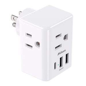 outlet extender multi plug outlet - usb wall charger with 3 usb ports (1 usb c), no surge protector cruise essentials for ship and travel, etl listed