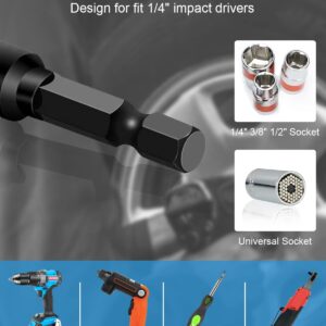 Impact Socket Adapter Set Impact Driver Socket Extension Set 1/4 3/8 1/2 Drive Socket Adapter for Drill Hex Shank Socket Driver set Turn Impact Drill Into High Torque Impact Wrench (6Pcs, 3" & 6")