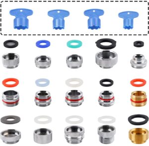 hygie rinse 15pcs brass faucet adapter kit, faucet aerator adapter set male female sink faucet adapter converter to garden hose, standard hose in rv, apply on both removable and cache aerator