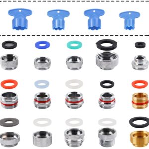 Hygie Rinse 15pcs Brass Faucet Adapter Kit, Faucet Aerator Adapter Set Male Female Sink Faucet Adapter Converter to Garden Hose, Standard Hose in RV, Apply on Both Removable and Cache Aerator