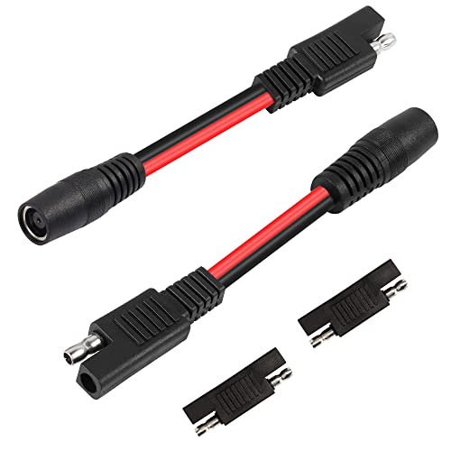 PNGKNYOCN SAE to DC 8mm Short Cable 10cm 14 AWG SAE Solar Connector to DC 8mm Female Connector Power Cable for Solar Generator Portable Solar Panel（2-Pack）