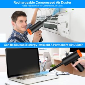 Compressed Air Duster, 102000RPM Electric Air Duster & Vacuum Cleaner 2 in 1 Rechargeable 7800mAh Cordless, Keyboard and Computer Cleaner, Replaces Compressed Air Cans