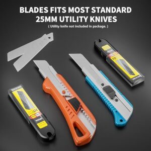 Decare Upgraded 25mm Snap Off Blades, SK5 Heavy-Duty Replacement Blades, 60 Blades (420 segments) for Retractable Snap-Off Utility Knife and Box Cutter