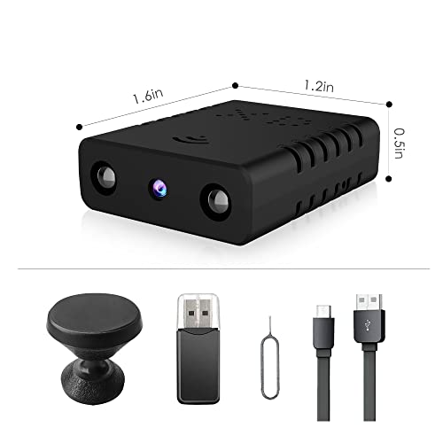 WCFHS Mini Spy Camera WiFi Wireless Hidden Cameras, 0.4 * 1.3 * 1.5in, HD1080P Night Vision, Nanny Cams Wireless with Cell Phone App and Sound, Suitable for Outdoor, Indoor, Pet Camera.