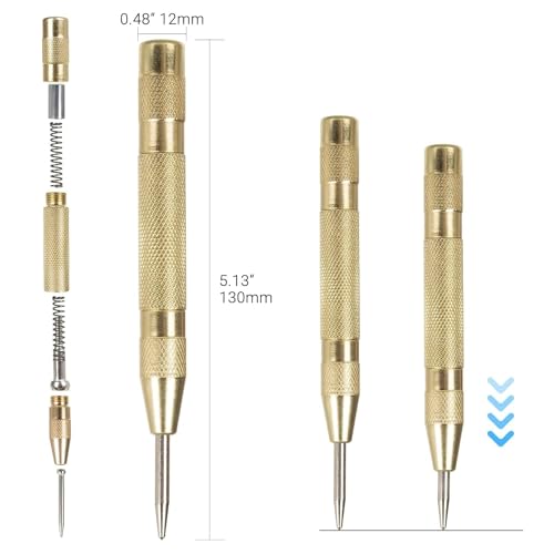 QEZEZA Step Drill Bits 4Pcs Set, High-Speed Steel Step Drill Bit Set with Automatic Spring Loaded Center Punch Power Tools