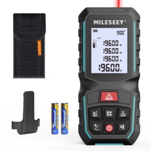 mileseey g2 laser measurement tool 330ft (ft/in/m/ft+in) with angle sensor, laser measuring tool with pocket clip, distance area volume measure and pythagoras, ±1/16 in accuracy