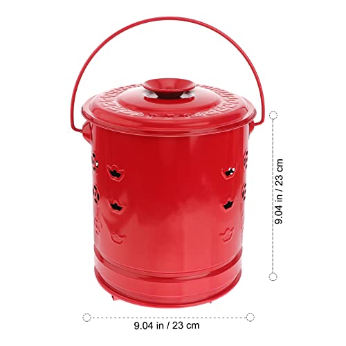 Operitacx Tabletop Fireplace Burn Incinerator Can Garden Cage Pit Stainless Steel Debris Burning Bucket Furnace Bin with Tongs for Ancestor Money Waste Garden Leaf Rest Cloud