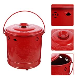 Operitacx Tabletop Fireplace Burn Incinerator Can Garden Cage Pit Stainless Steel Debris Burning Bucket Furnace Bin with Tongs for Ancestor Money Waste Garden Leaf Rest Cloud