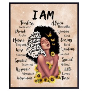 black girl magic positive affirmations wall art - black women women's empowerment motivational poster - black art - afro african americans women - inspiration inspirational wall art & decor unframed