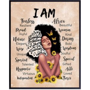 Black Girl Magic Positive Affirmations Wall Art - Black women Women's empowerment Motivational poster - Black Art - Afro African Americans Women - Inspiration Inspirational Wall Art & Decor UNFRAMED