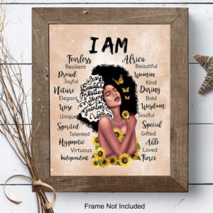 Black Girl Magic Positive Affirmations Wall Art - Black women Women's empowerment Motivational poster - Black Art - Afro African Americans Women - Inspiration Inspirational Wall Art & Decor UNFRAMED