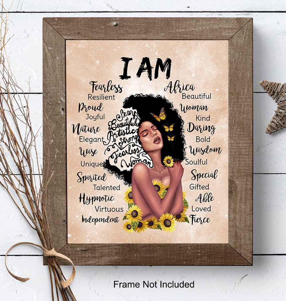 Black Girl Magic Positive Affirmations Wall Art - Black women Women's empowerment Motivational poster - Black Art - Afro African Americans Women - Inspiration Inspirational Wall Art & Decor UNFRAMED