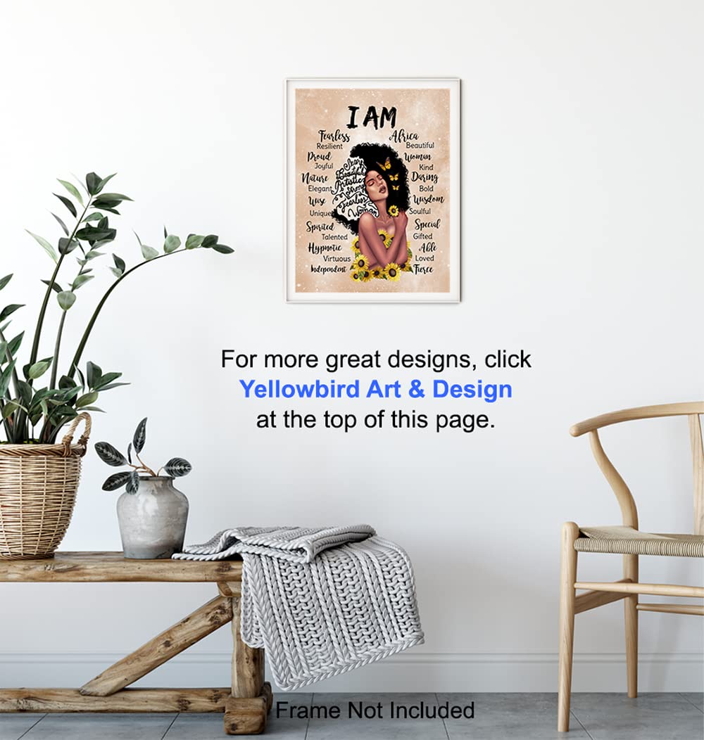 Black Girl Magic Positive Affirmations Wall Art - Black women Women's empowerment Motivational poster - Black Art - Afro African Americans Women - Inspiration Inspirational Wall Art & Decor UNFRAMED