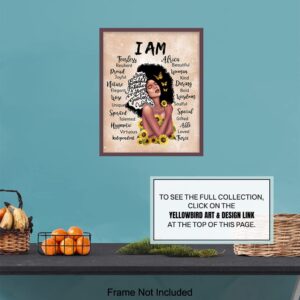 Black Girl Magic Positive Affirmations Wall Art - Black women Women's empowerment Motivational poster - Black Art - Afro African Americans Women - Inspiration Inspirational Wall Art & Decor UNFRAMED