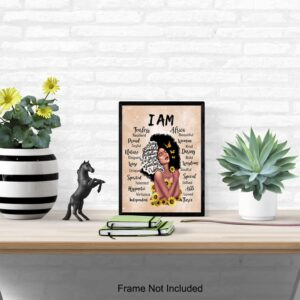 Black Girl Magic Positive Affirmations Wall Art - Black women Women's empowerment Motivational poster - Black Art - Afro African Americans Women - Inspiration Inspirational Wall Art & Decor UNFRAMED