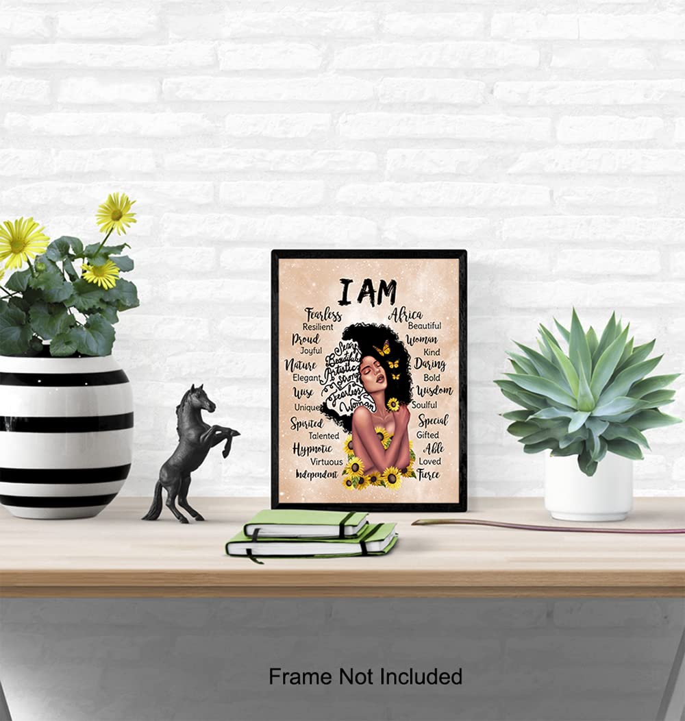 Black Girl Magic Positive Affirmations Wall Art - Black women Women's empowerment Motivational poster - Black Art - Afro African Americans Women - Inspiration Inspirational Wall Art & Decor UNFRAMED