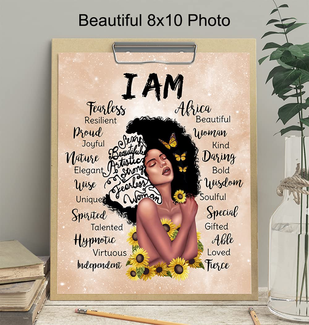 Black Girl Magic Positive Affirmations Wall Art - Black women Women's empowerment Motivational poster - Black Art - Afro African Americans Women - Inspiration Inspirational Wall Art & Decor UNFRAMED