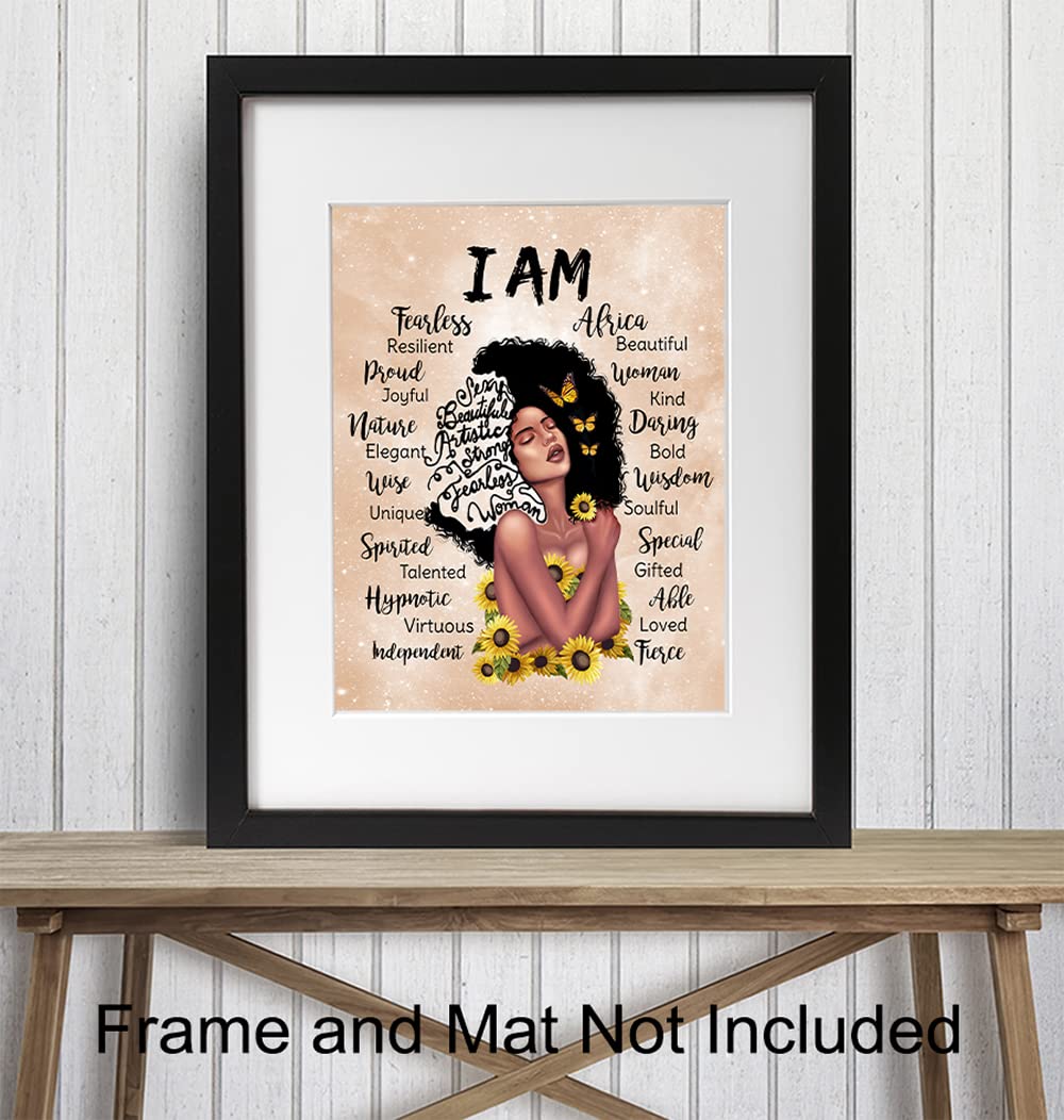 Black Girl Magic Positive Affirmations Wall Art - Black women Women's empowerment Motivational poster - Black Art - Afro African Americans Women - Inspiration Inspirational Wall Art & Decor UNFRAMED