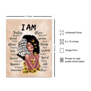 Black Girl Magic Positive Affirmations Wall Art - Black women Women's empowerment Motivational poster - Black Art - Afro African Americans Women - Inspiration Inspirational Wall Art & Decor UNFRAMED