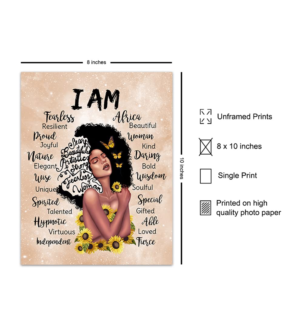 Black Girl Magic Positive Affirmations Wall Art - Black women Women's empowerment Motivational poster - Black Art - Afro African Americans Women - Inspiration Inspirational Wall Art & Decor UNFRAMED