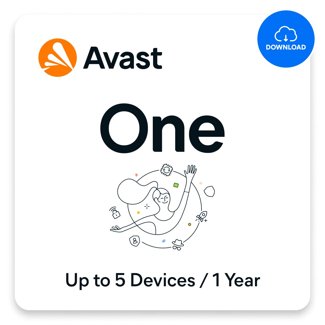 Avast One Individual 2022 | Antivirus+Unlimited VPN+Disk Cleaner | Up to 5 Devices, 1 Year [Download] [PC/Mac Online Code]