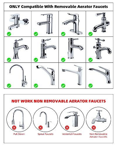 Hibbent 8 Pieces Faucet Adapter Kit, Kitchen Sink Brass Aerator Adapter Set, Male Female Sink Faucet Adapter Connecting Garden Hose, Water Filter, Standard Hose, Chrome Finished