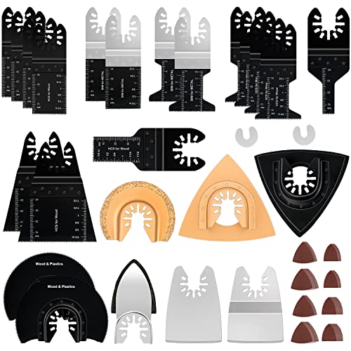 86PCS Oscillating Saw Blades,Universal Metal Wood Oscillating Multitool Quick Release Saw Blades,Oscillating Tool Blades