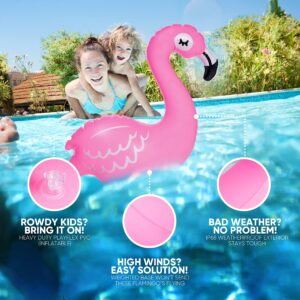 GLOW-MINGO TWINS Solar Flamingo Floating Pool Lights - 8 Hour AmbiGlow Radiance Pink Inflatable Floating Pool Lights Solar Powered - IP68 Waterproof, Heavy Duty Pool Lights that Float Decor (2Pack)