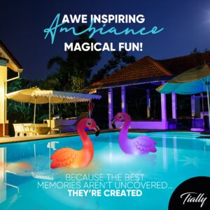 GLOW-MINGO TWINS Solar Flamingo Floating Pool Lights - 8 Hour AmbiGlow Radiance Pink Inflatable Floating Pool Lights Solar Powered - IP68 Waterproof, Heavy Duty Pool Lights that Float Decor (2Pack)